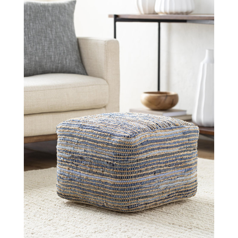 Beachcrest Home™ Brainard 18" Wide Square Striped Pouf Ottoman & Reviews | Wayfair
